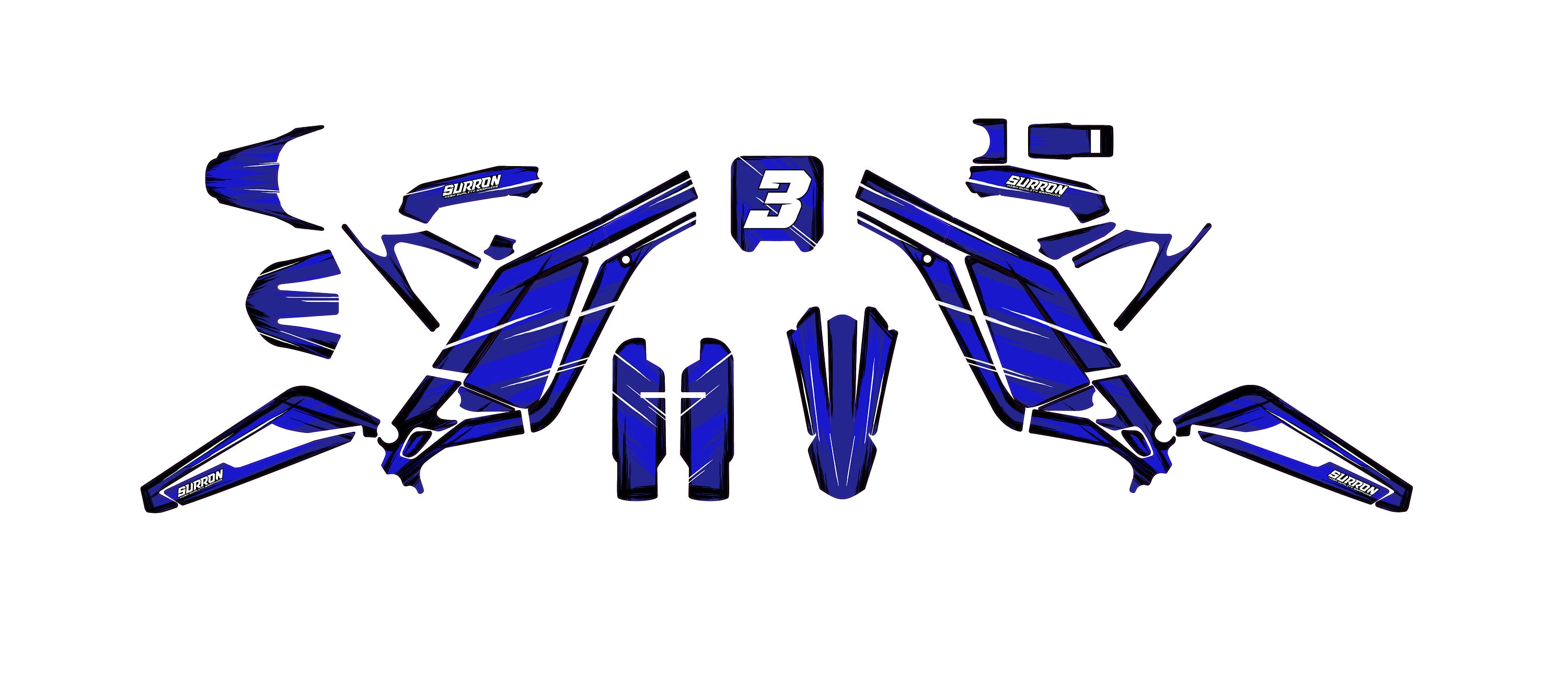 SUR RON Cartoon Animated Style Navy Blue Full Graphics Kit Gloss or ...