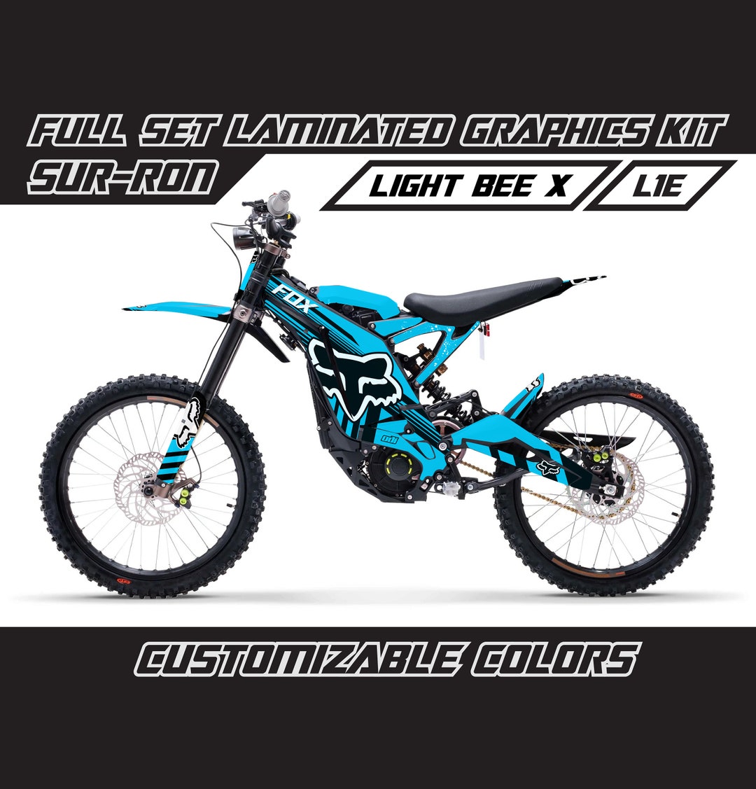 SUR RON Fox Sky Blue Full Graphics Kit Gloss or Matte Surron Laminated ...