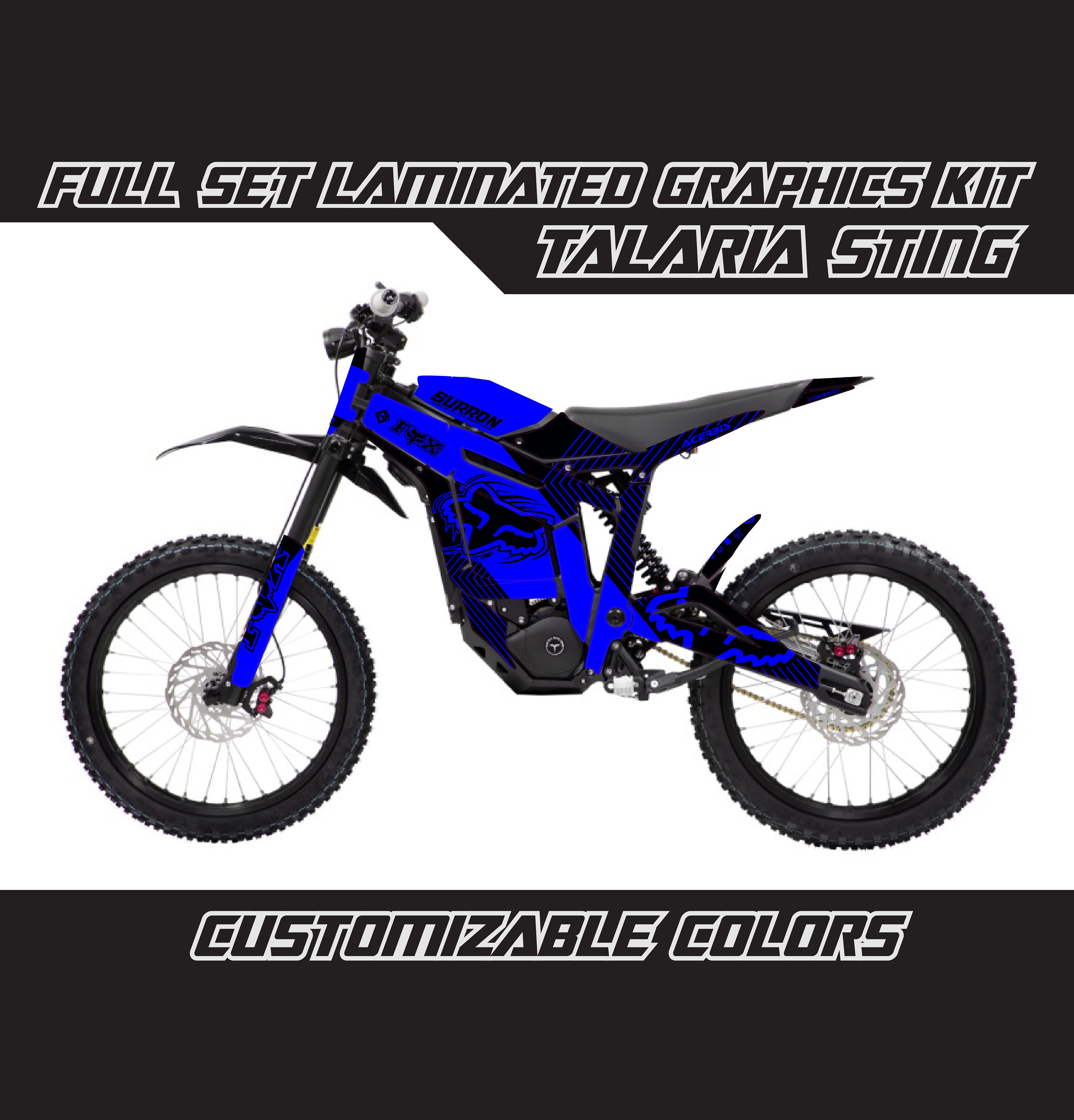 TALARIA STING Fox Blue Black Full Graphics Kit Custom Gloss or Matte ...