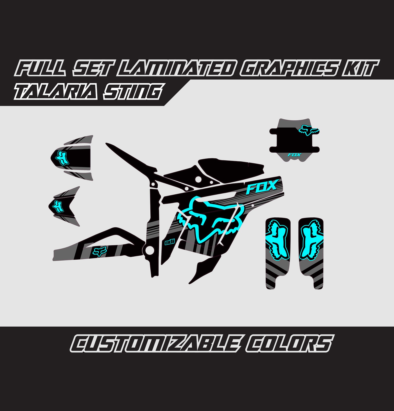TALARIA STING Fox Electric Blue Full Graphics Kit Gloss or Matte ...
