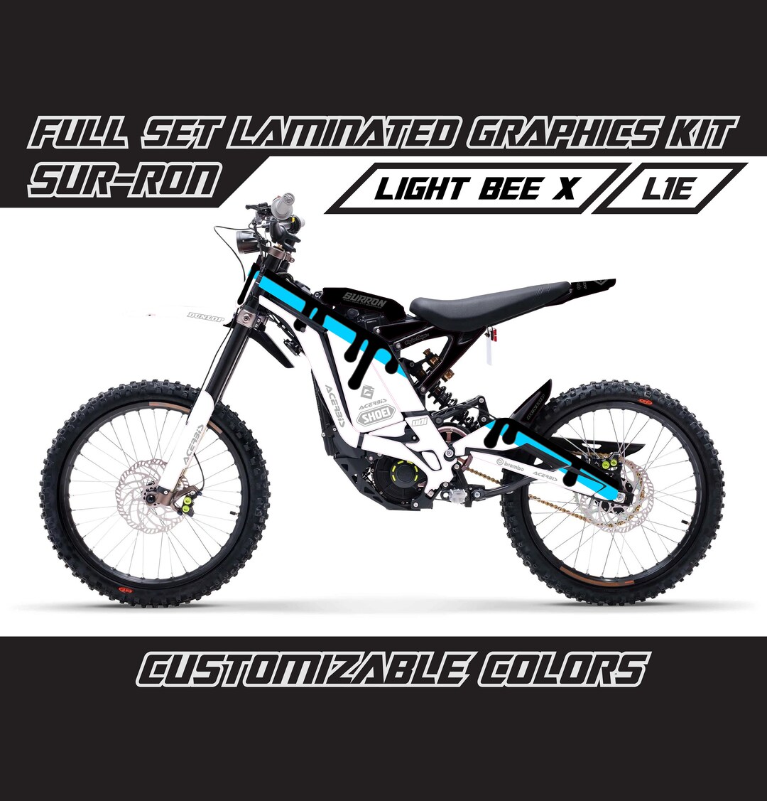 SUR RON Drip Style Sky Blue Sponsors Full Graphics Kit Gloss or Matte ...