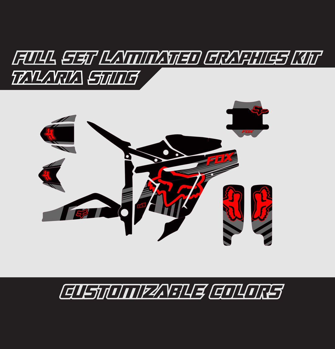 TALARIA STING Fox Red Full Graphics Kit Gloss or Matte Laminated Bubble ...