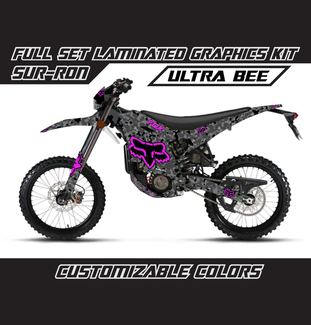 ULTRA BEE Sur Ron Fox Purple Camo Full Graphics Kit Gloss or Matte ...