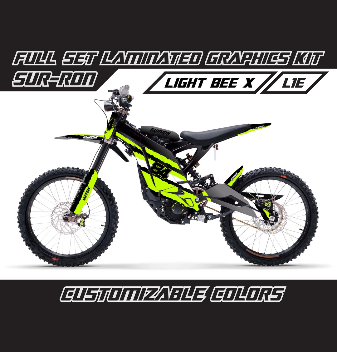 SUR RON Motocross Lime Green Full Graphics Kit Gloss or Matte Surron ...