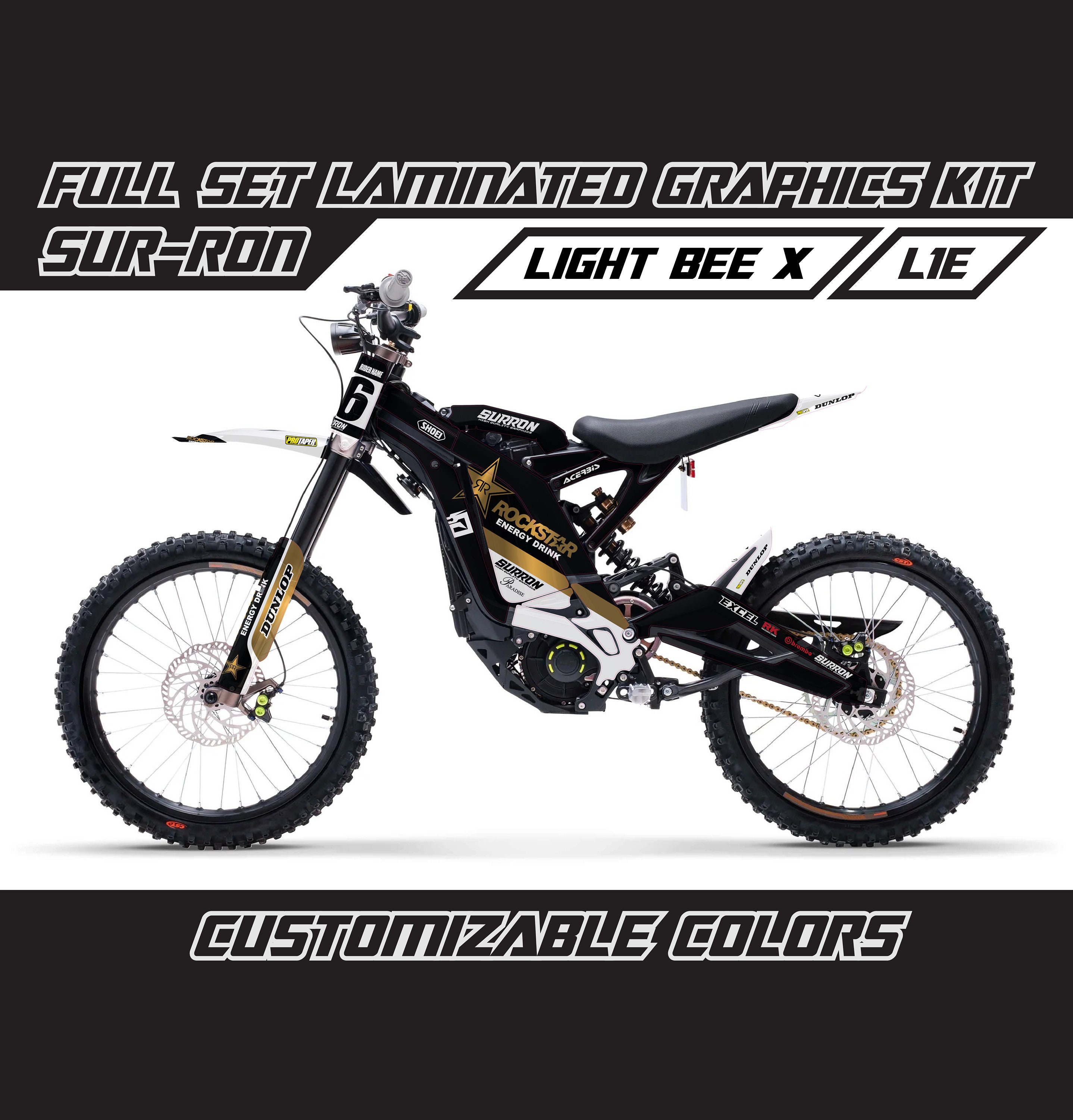 SUR RON Rockstar Energy Gold Full Graphics Kit Gloss or Matte Surron ...