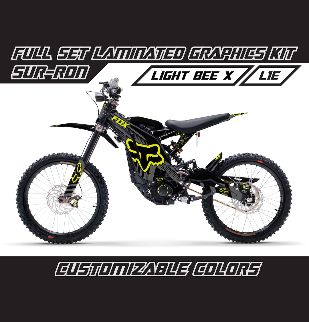 SUR RON Fox Suzuki Yellow Full Graphics Kit Gloss or Matte Surron ...