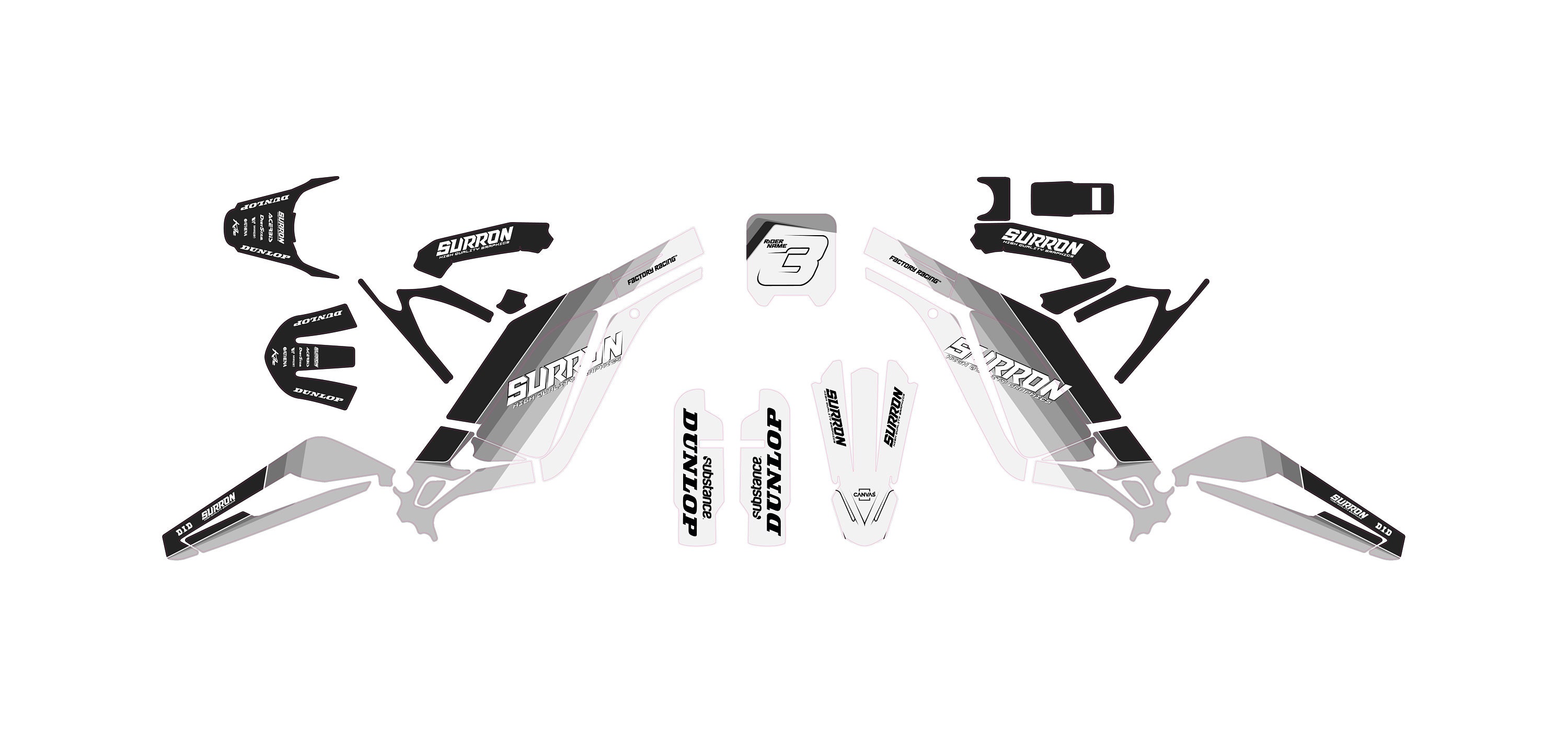SUR RON Motocross White Full Graphics Kit Gloss or Matte Surron ...