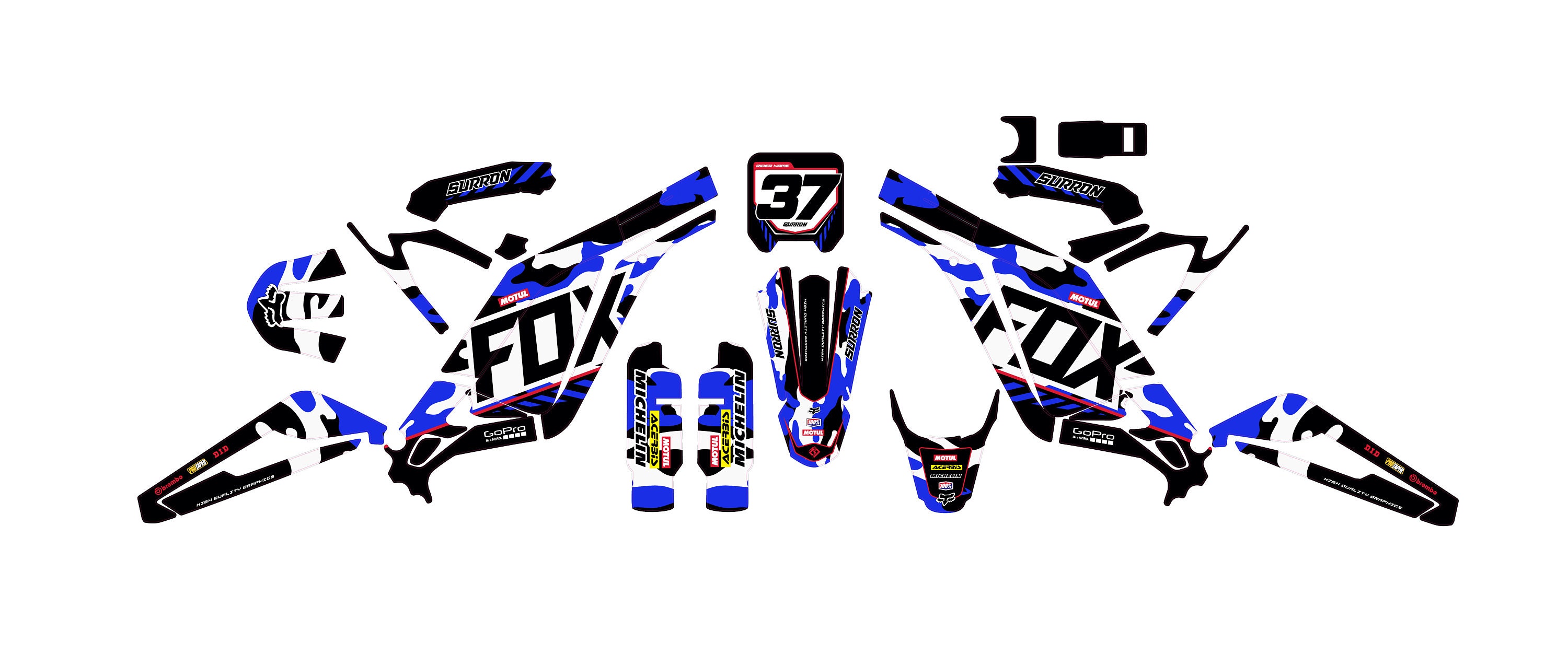 SUR RON Fox Camo Blue Full Graphics Kit Gloss or Matte Surron Laminated ...