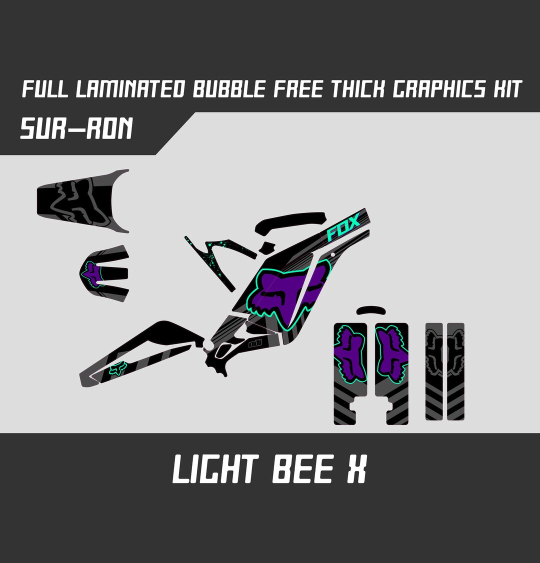 SUR RON Fox Full Graphics Kit Gloss or Matte Surron Laminated Bubble ...