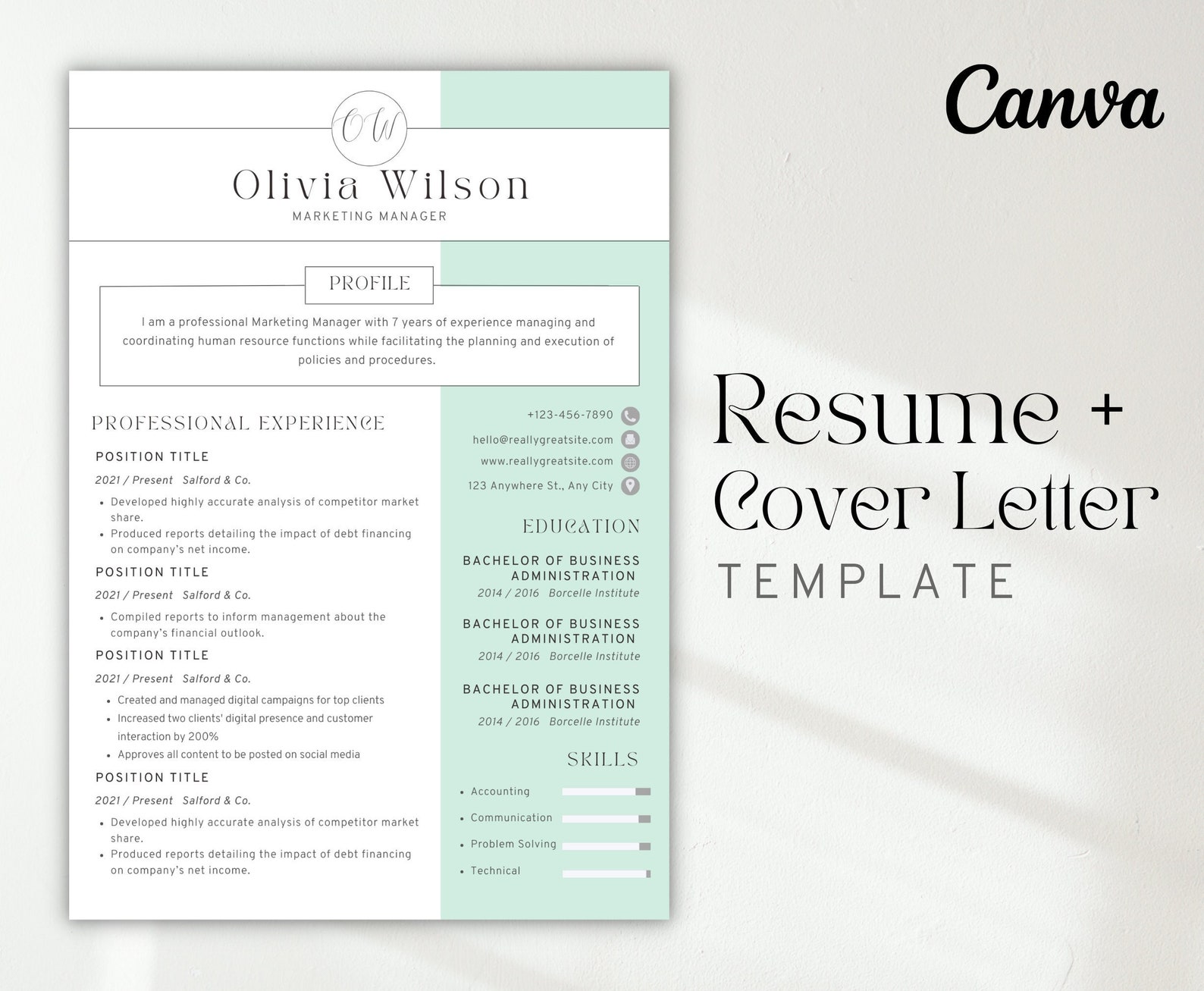 Resume Cover Letter Template Canva CV Template How to Write A Good ...