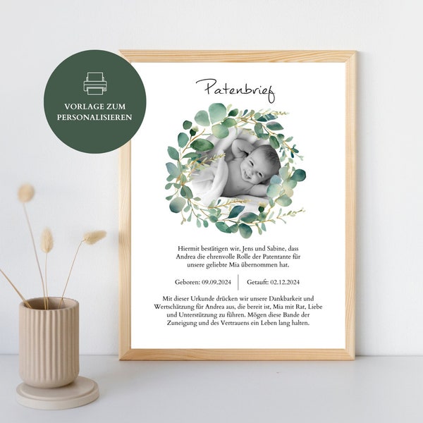 Baptism Godparent Letter Template - Etsy