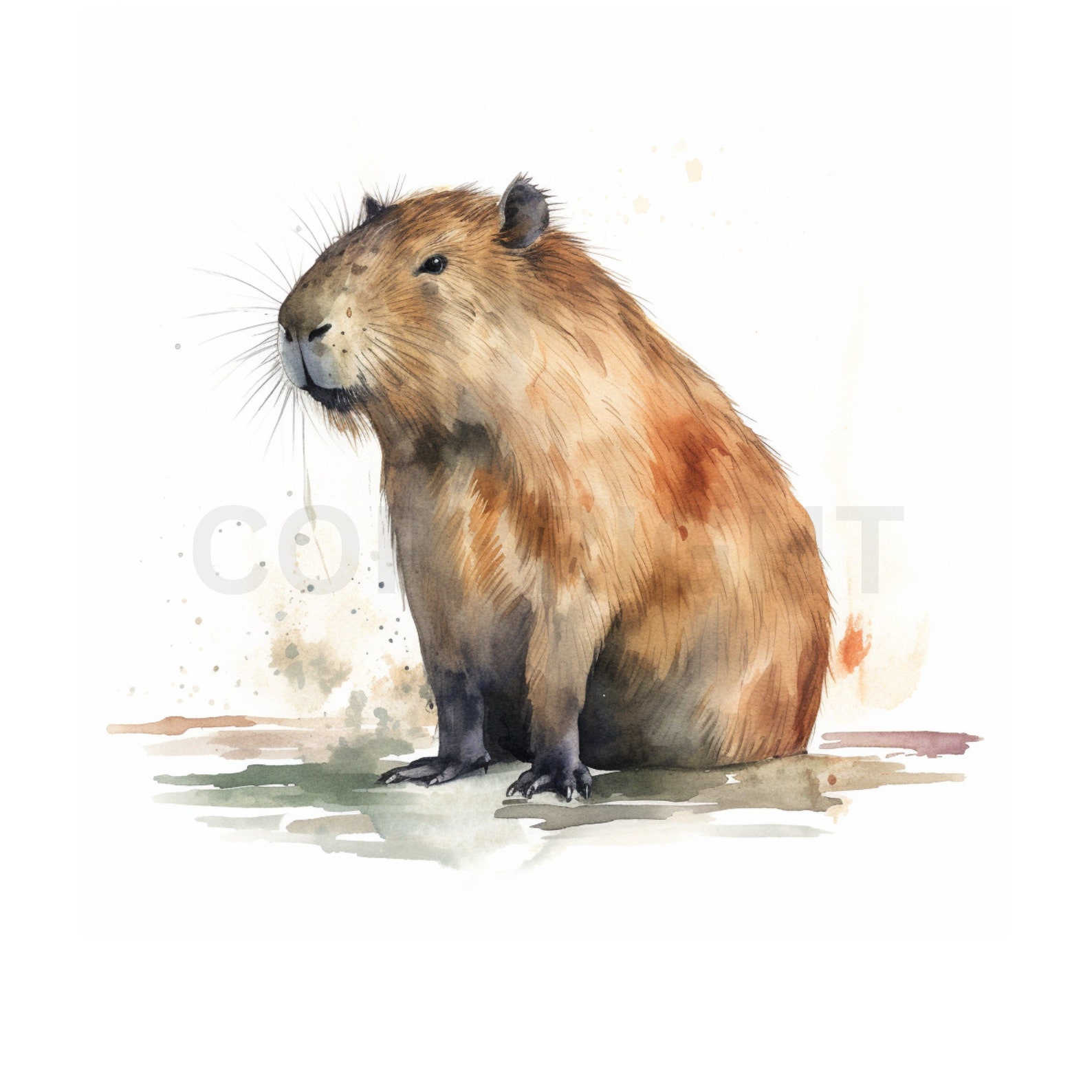 Capybara Clipart 8 Jpgs Capybara Clip Art Watercolor Digital Download ...