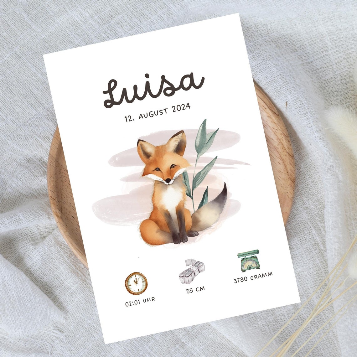 Birth Poster Fox Personalized Poster With Dates of Birth and - Etsy