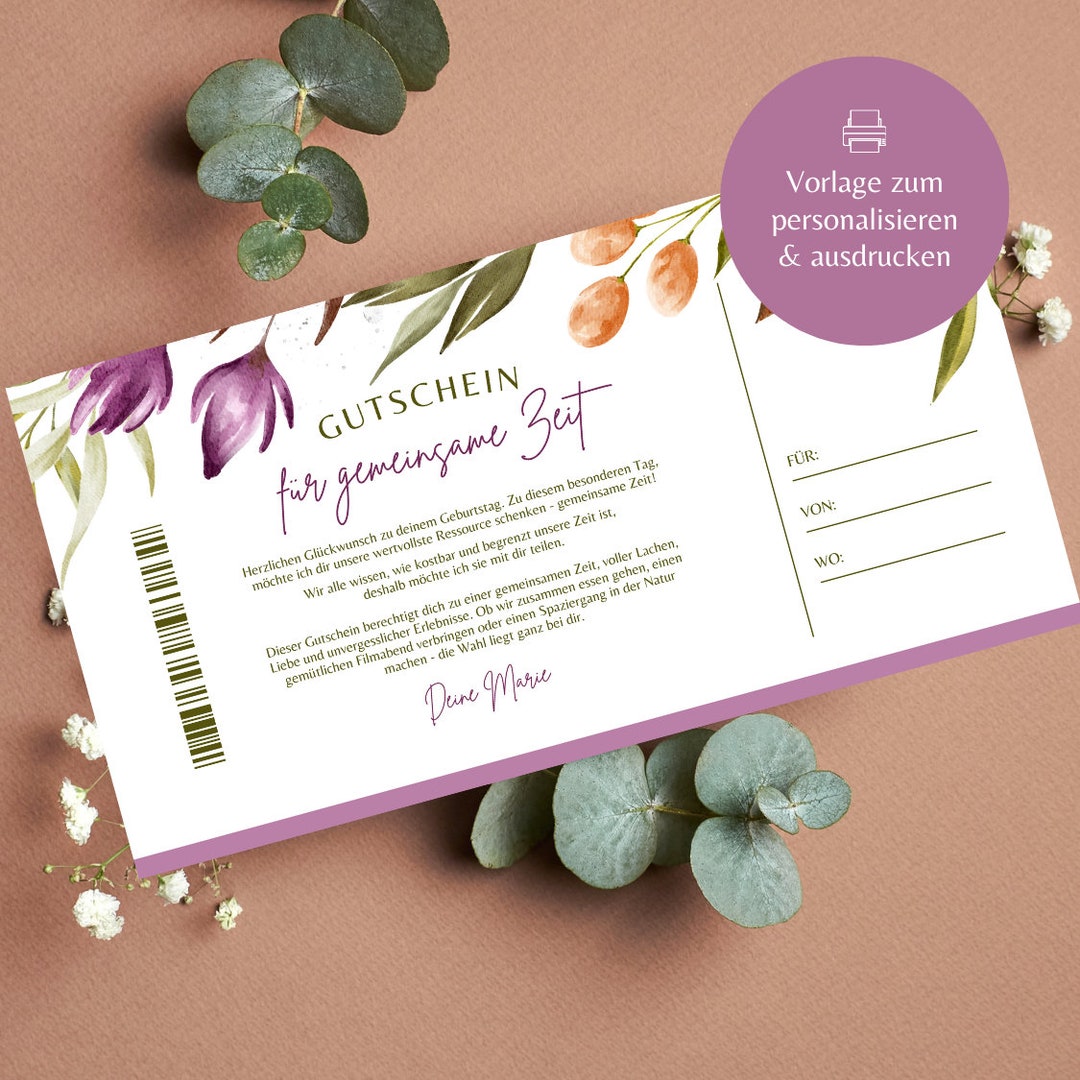 Voucher Time Together Template Voucher Gift to Print Out Gift Idea Best ...