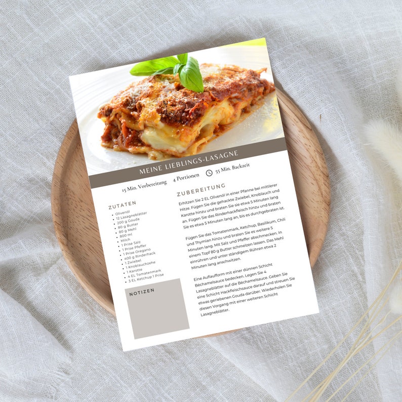 Recipe Template A4 to Print | Printable Recipe Template With Photo to ...