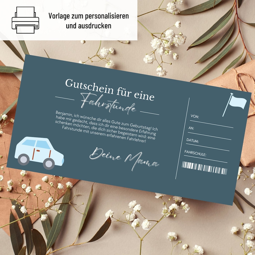 Voucher Driving Lesson Template | Voucher Driving School to Print Out ...