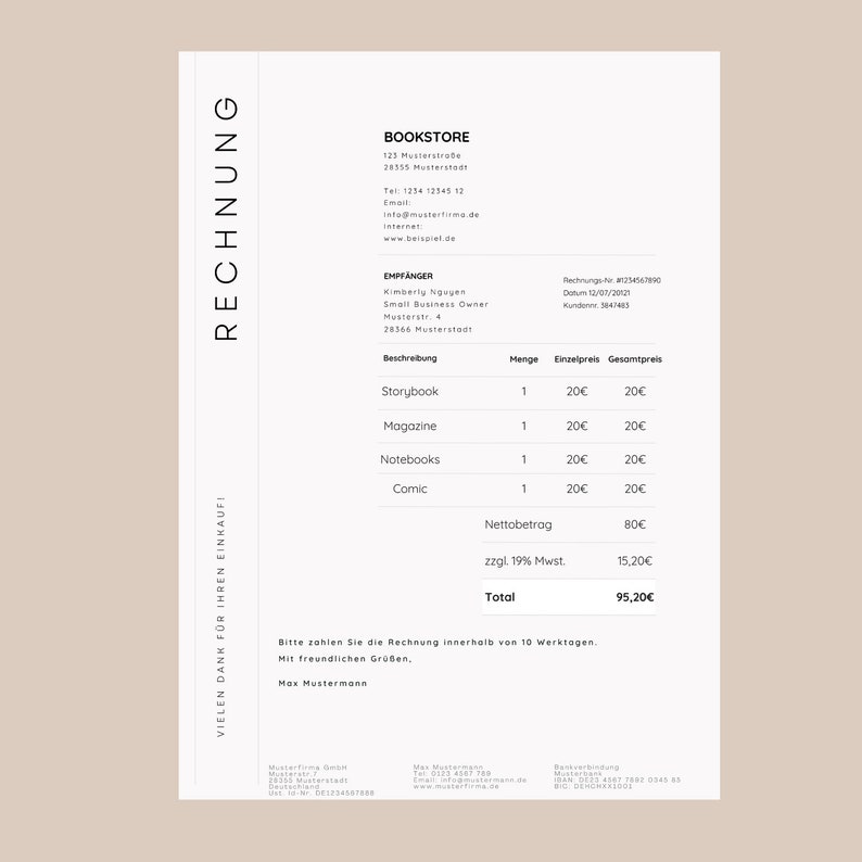 Invoice Template German | Invoice Template Canva | Personalizable ...
