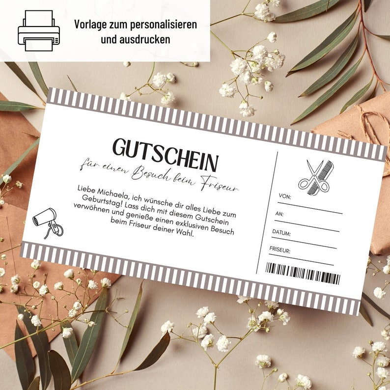 Gutschein Friseur Vorlage Gutschein Friseurbesuch zum - Etsy Schweiz