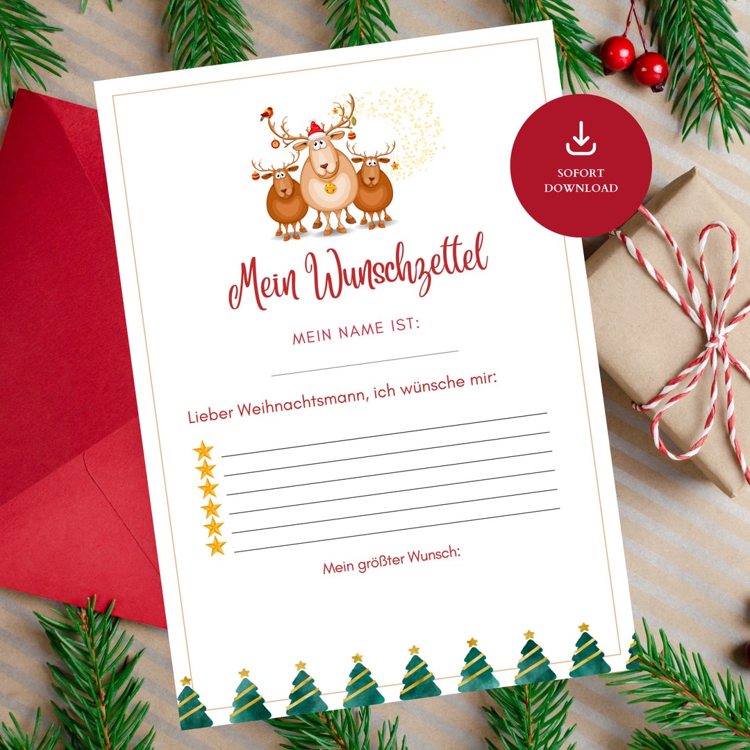 Christmas Wish List to Print Out Wish List Reindeer for Children DIY ...