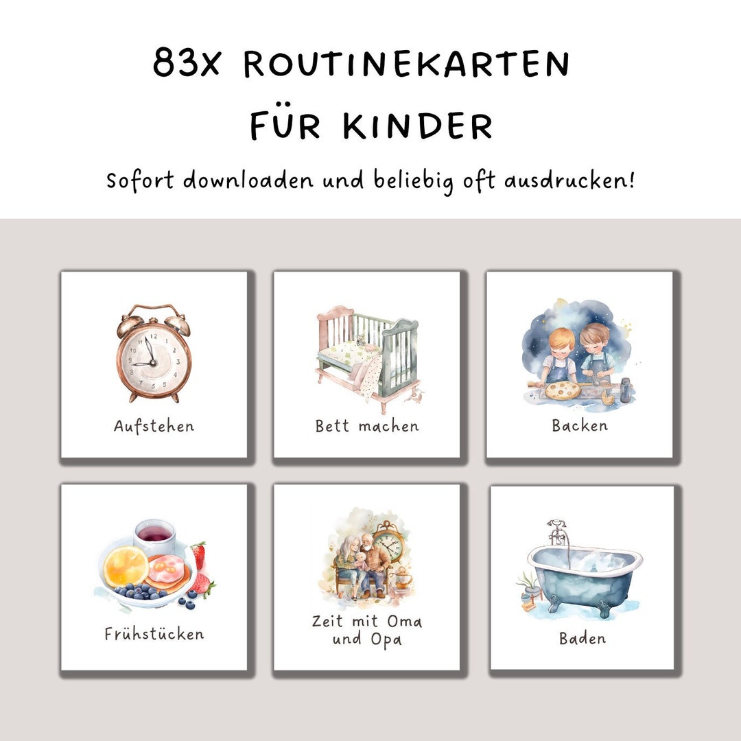 Routinekarten für Kinder | 83x Routine Kartenset zum ausdrucken ...