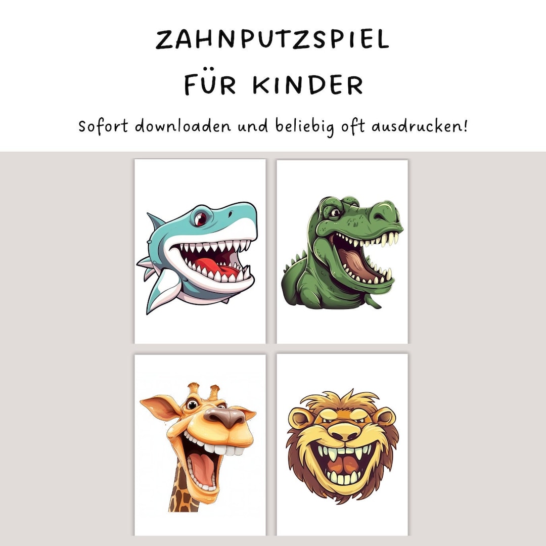 Printable Toothbrushing Game Tooth Brushing Game With Animals PDF for ...