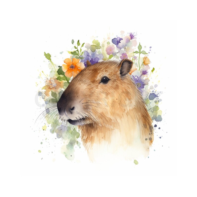 Capybara Clipart 8 Jpgs Capybara Clip Art Watercolor Digital Download ...