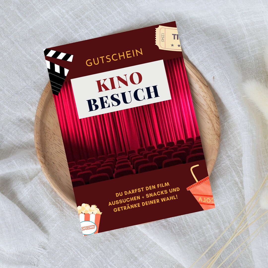 Gutschein Kino Vorlage | Kinogutschein zum Ausdrucken | Geschenkidee ...