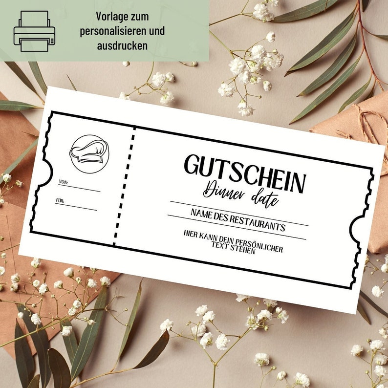 Eat Out Voucher Template | Printable Restaurant Voucher | Gift Idea ...