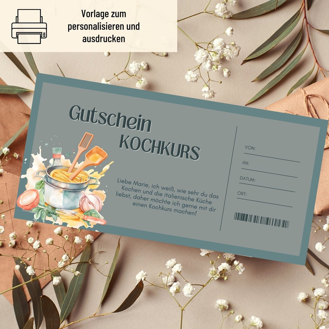 Voucher Cooking Class Template Voucher Cooking to Print Out - Etsy