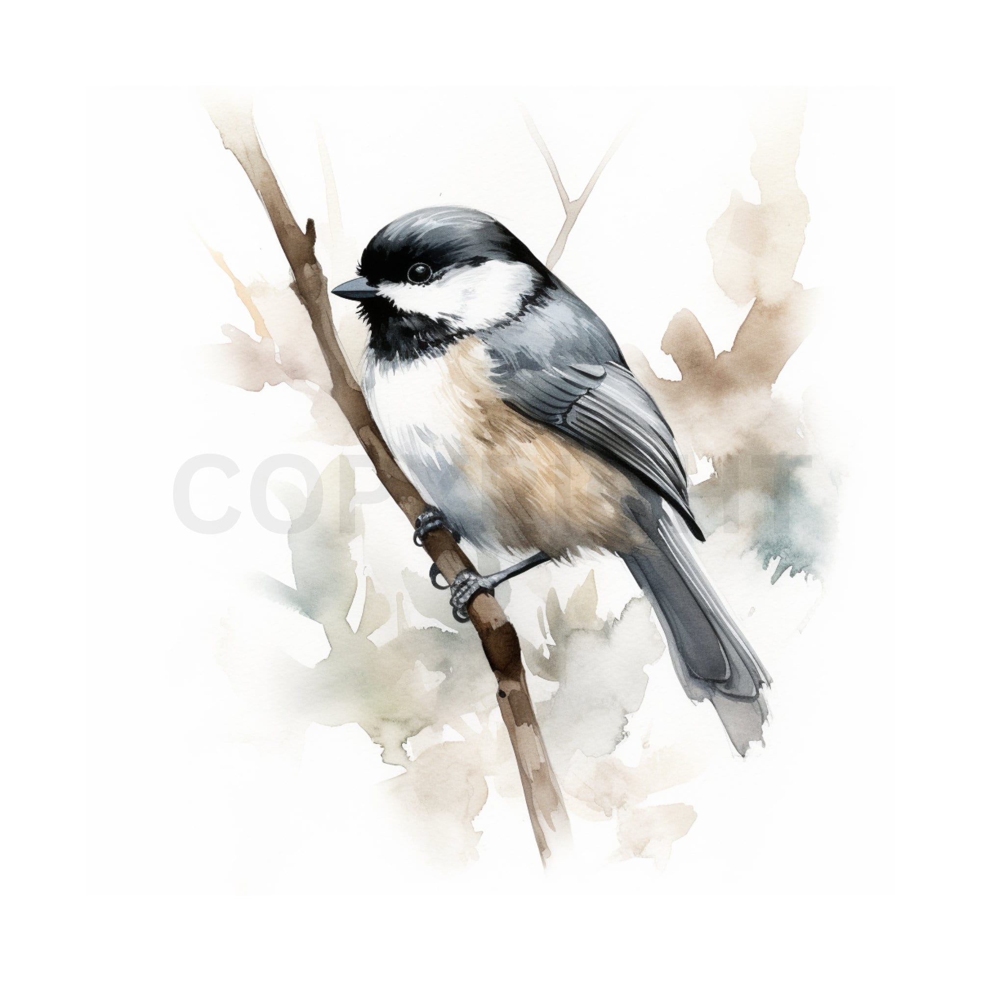 Chickadee Clipart | 8 Jpgs | Chickadee Bird Clip Art Watercolor ...
