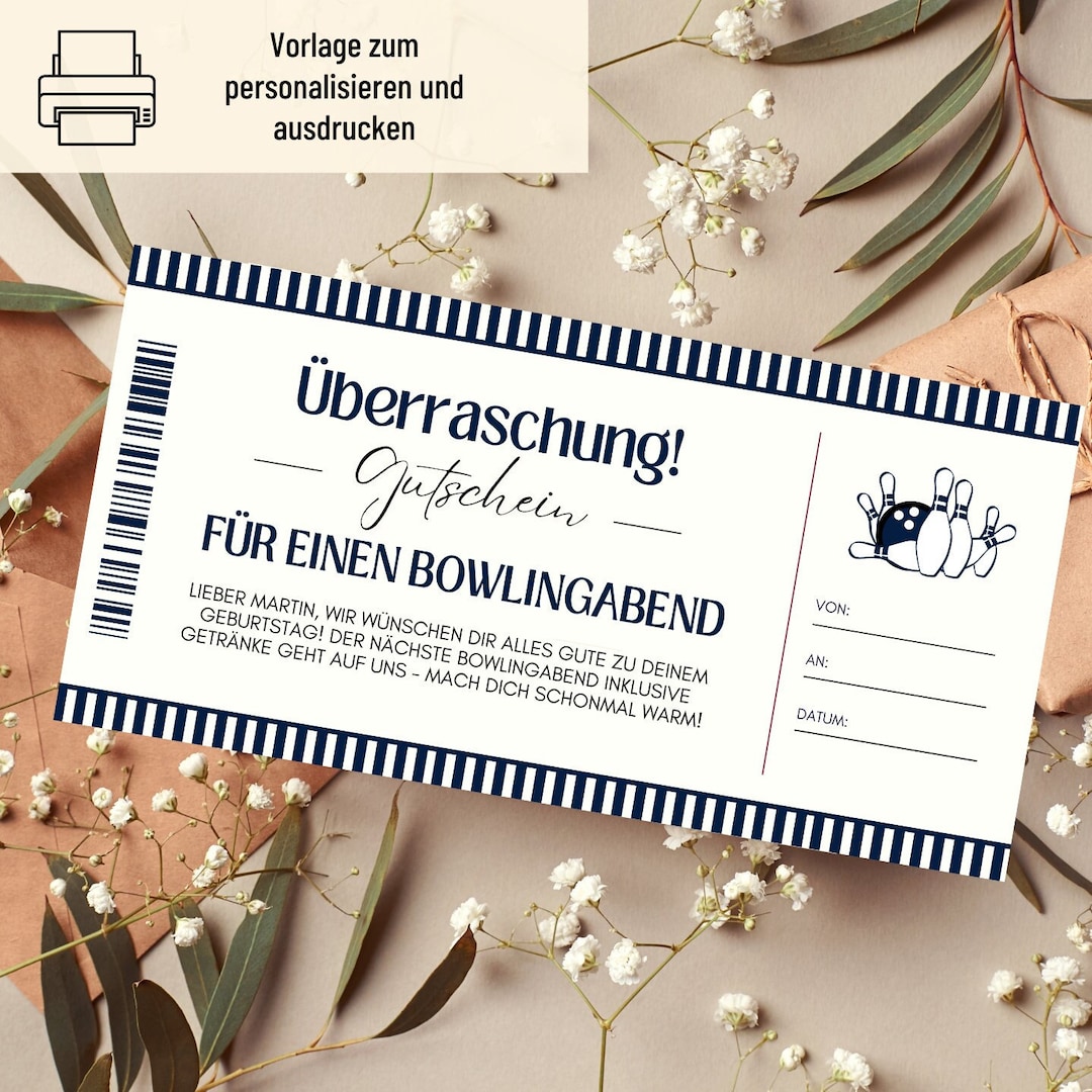 Coupon Bowling Template | Voucher Bowling Evening to Print Out | Gift ...