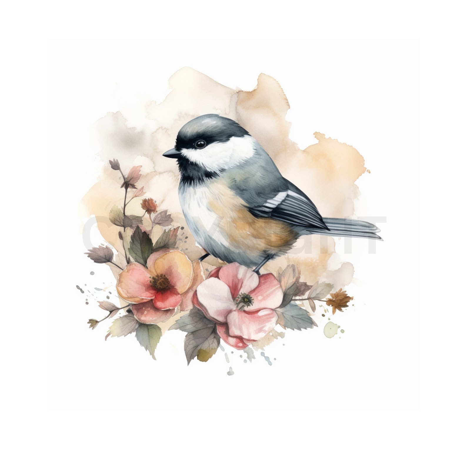 Chickadee Clipart | 8 Jpgs | Chickadee Bird Clip Art Watercolor ...