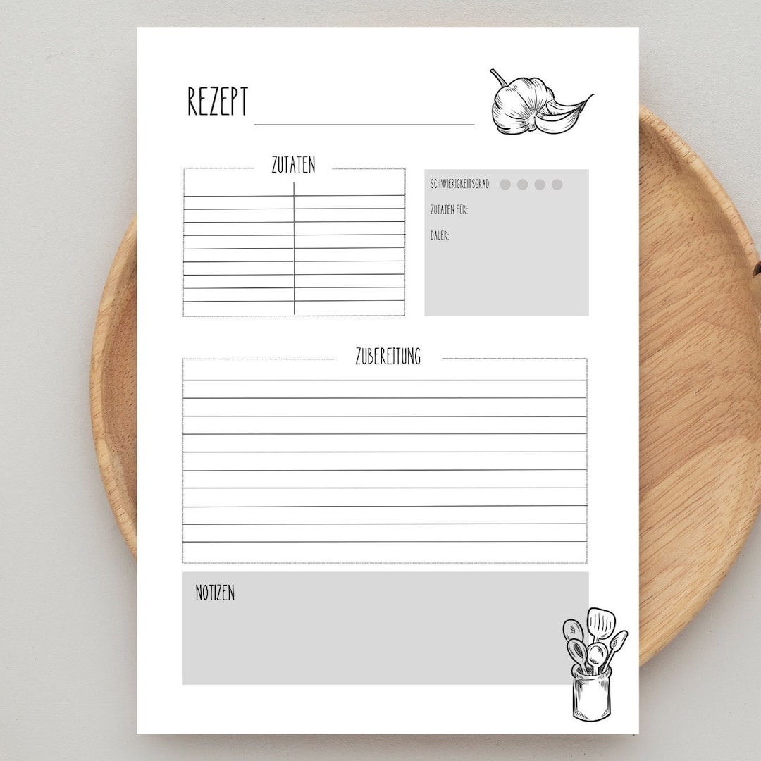 Rezeptvorlage A4 zum ausdrucken | Druckbare Rezeptvorlage zum ausfüllen ...