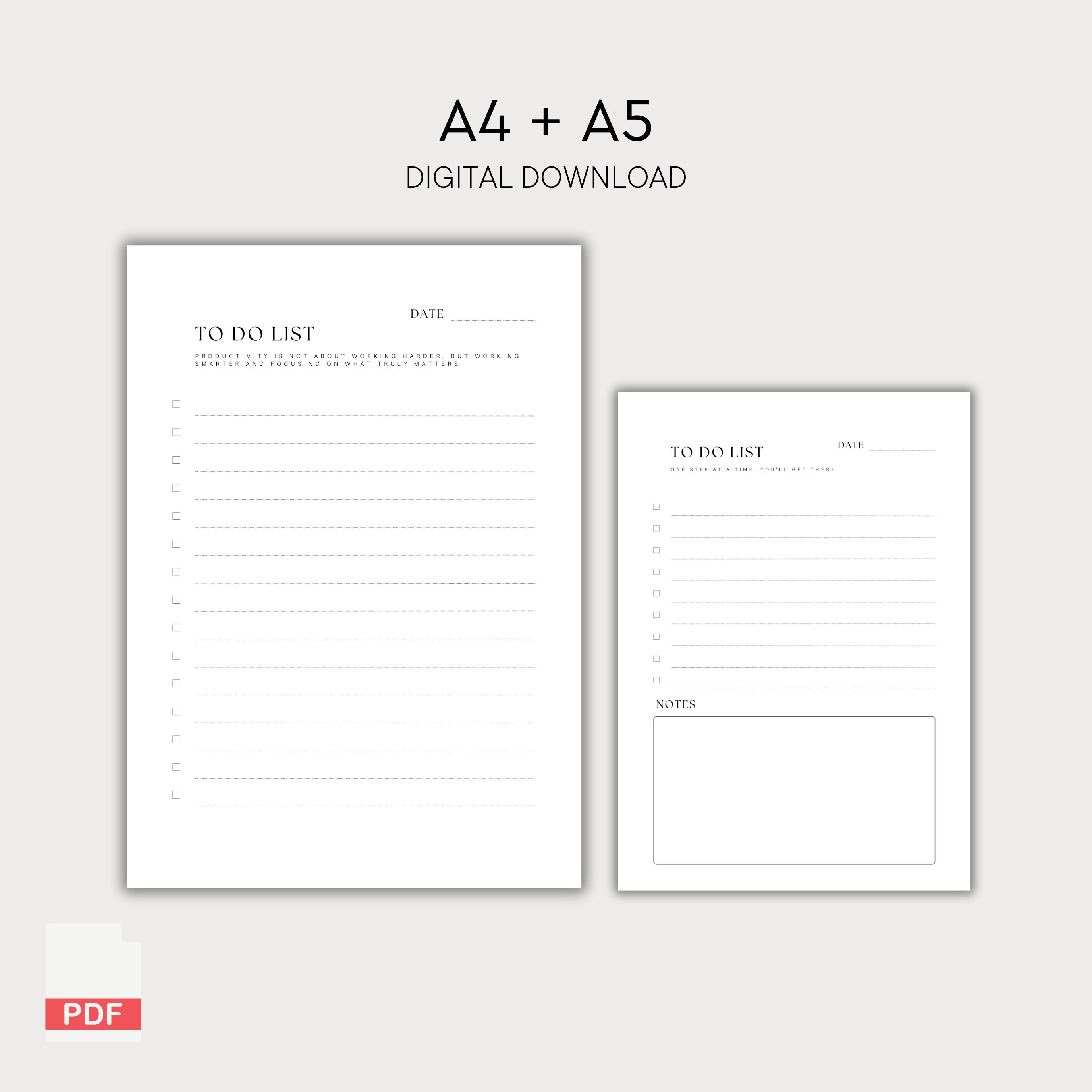 To Do List Set Printable to Do List Digital Digital - Etsy