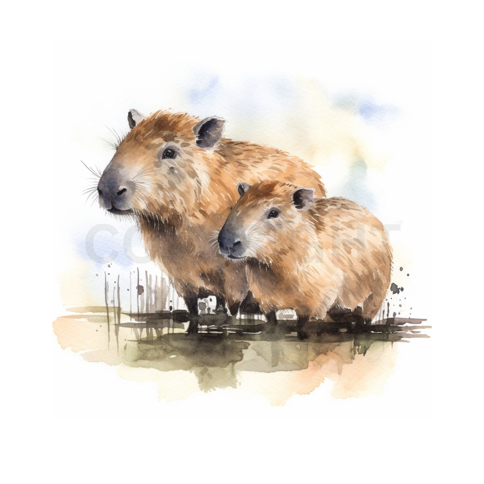 Capybara Clipart 8 Jpgs Capybara Clip Art Watercolor Digital Download ...