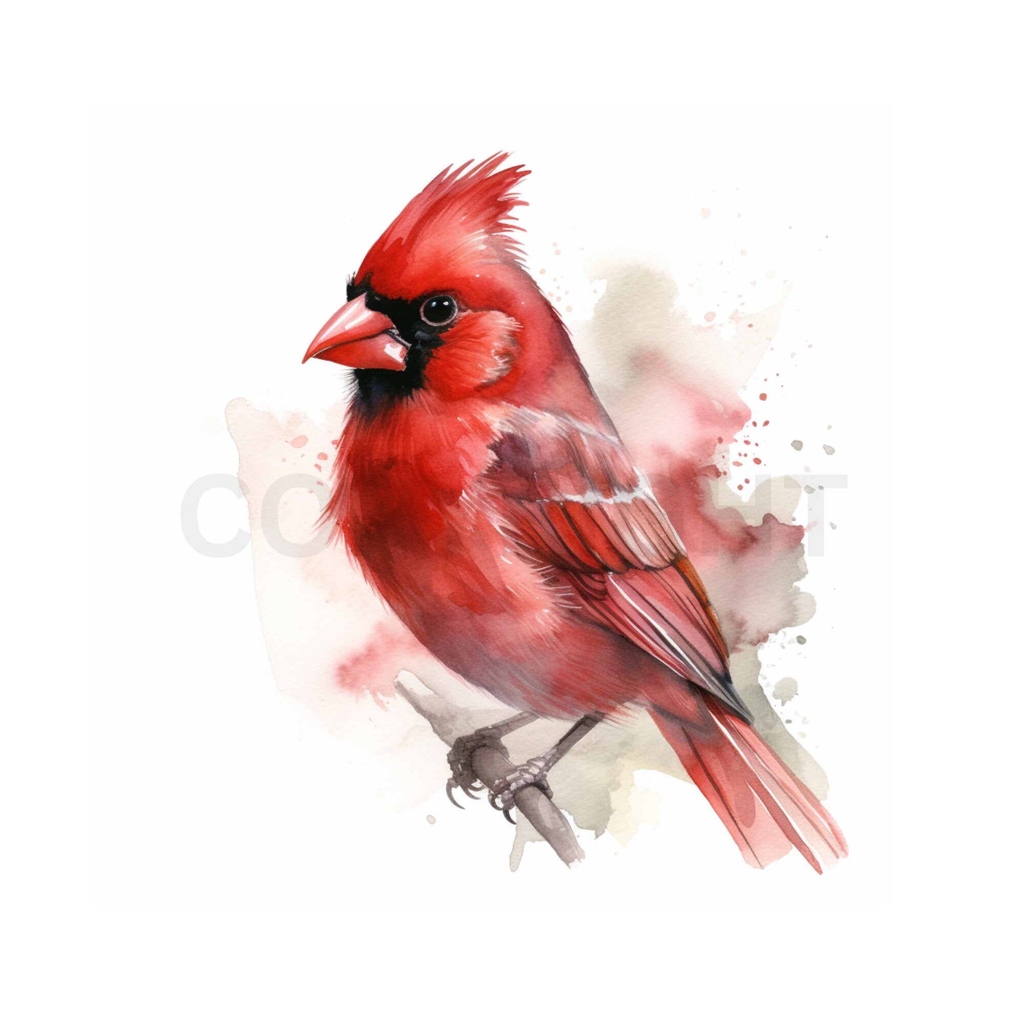 Red Cardinal Clipart 8 Jpgs Red Cardinal Bird Clip Art Watercolor ...