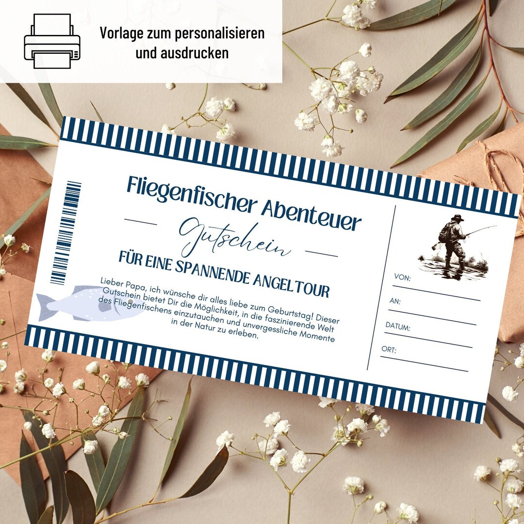 Voucher Fly Fishing Template Fishing Trip Voucher to Print Out Gift ...