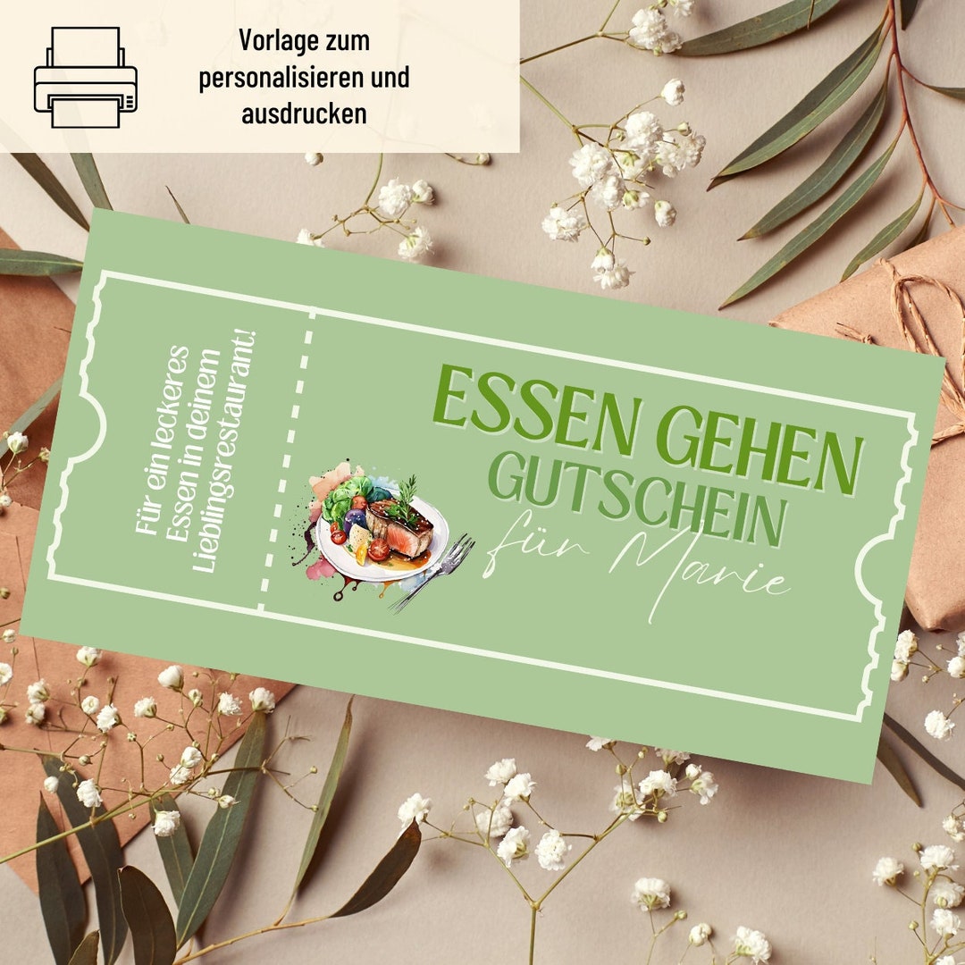 Eat Out Voucher Template | Printable Restaurant Voucher | Gift Idea ...