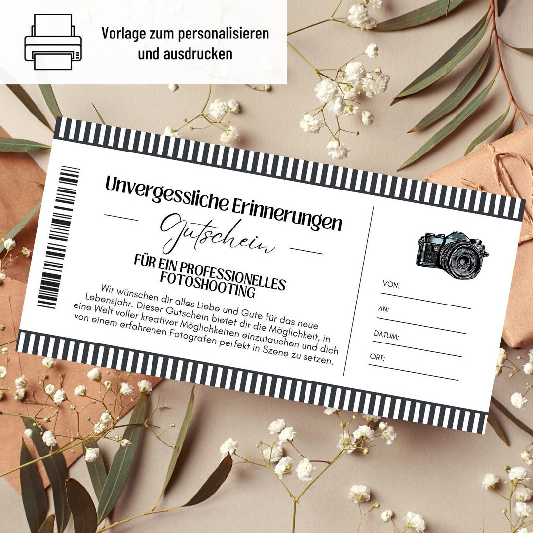 Voucher Photo Shoot Template Printable Photography Voucher Gift Idea ...