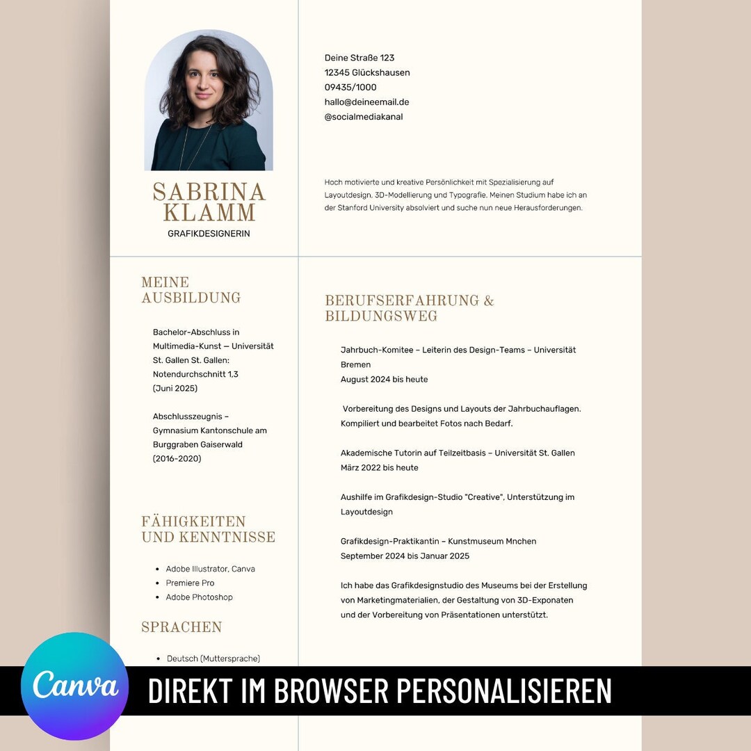 Application Templates | CV Template German, Application Documents With ...