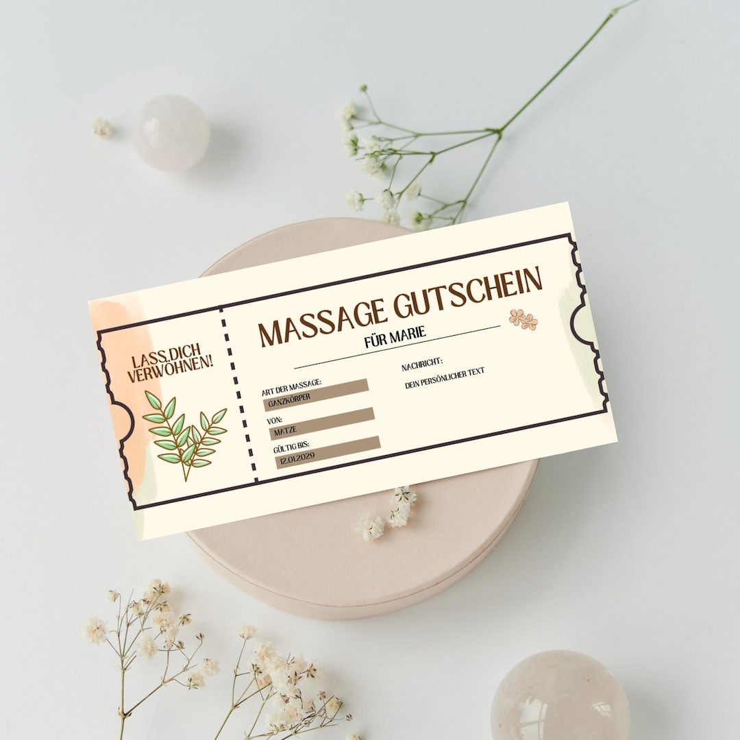 Gutschein Vorlage | Gutschein Wellness zum Ausdrucken | Geschenkidee | Gutschein zum gestalten ...