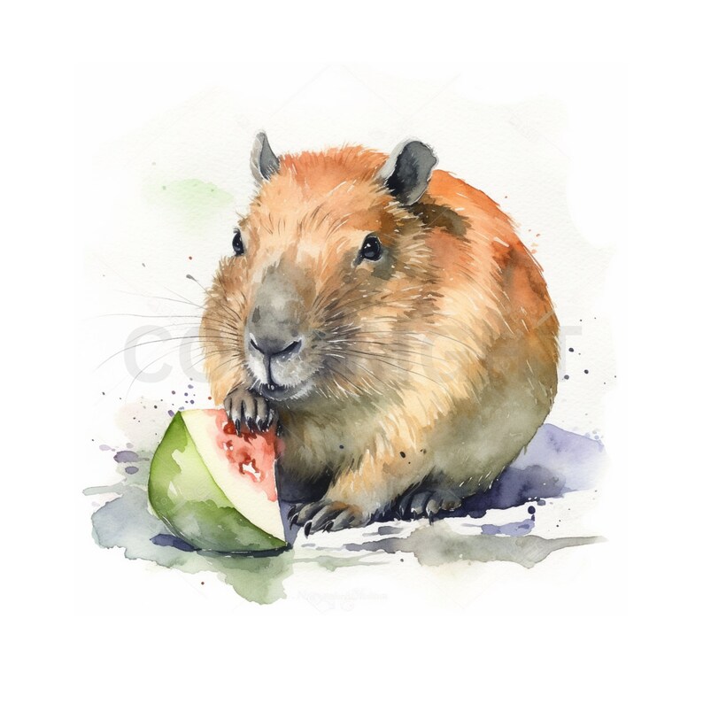 Capybara Clipart 8 Jpgs Capybara Clip Art Watercolor Digital Download ...