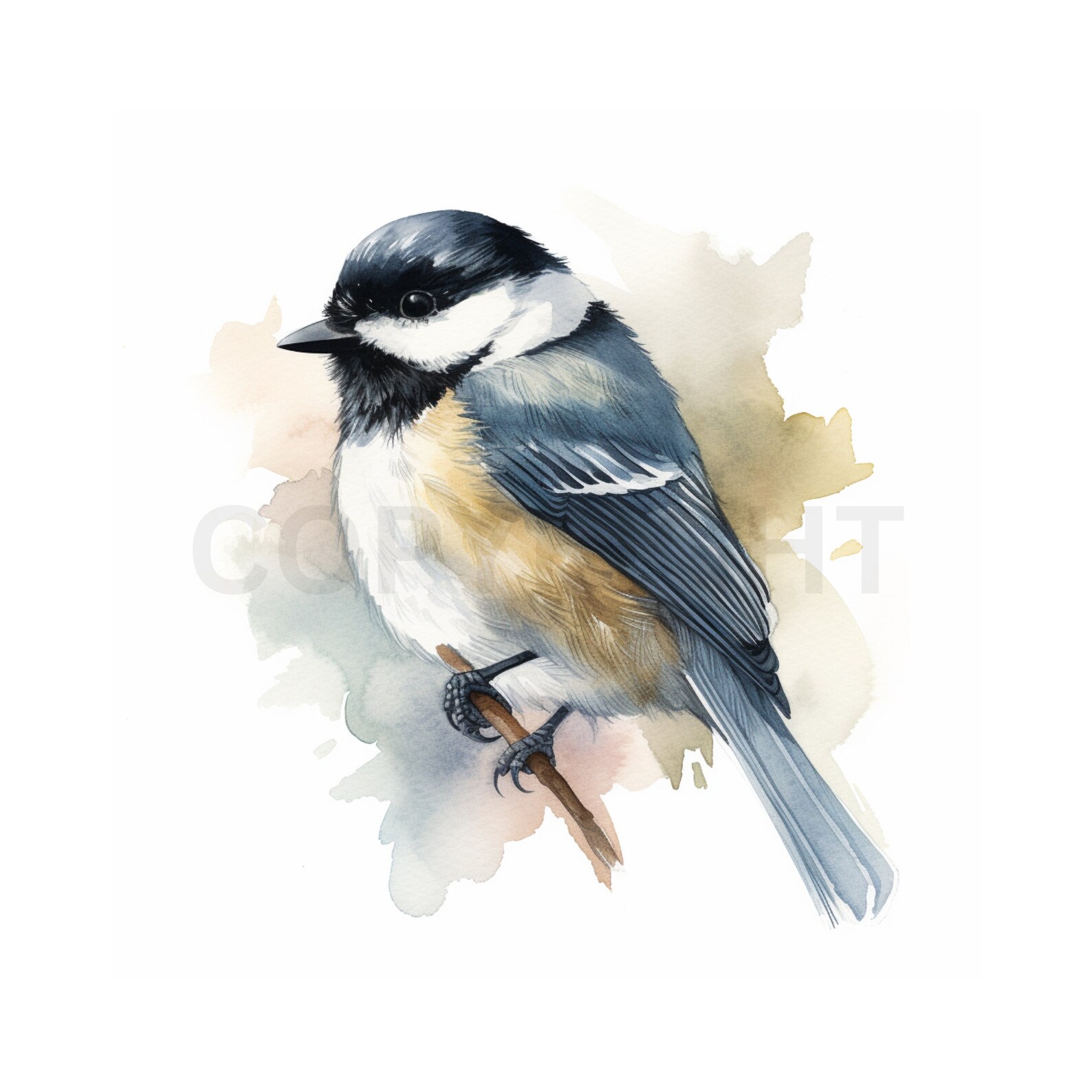 Chickadee Clipart | 8 Jpgs | Chickadee Bird Clip Art Watercolor ...
