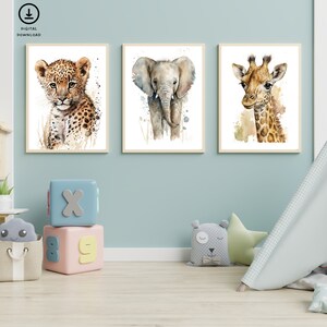 Safari Animal Poster Set Kids | 6x Children's Room Posters to Print ...