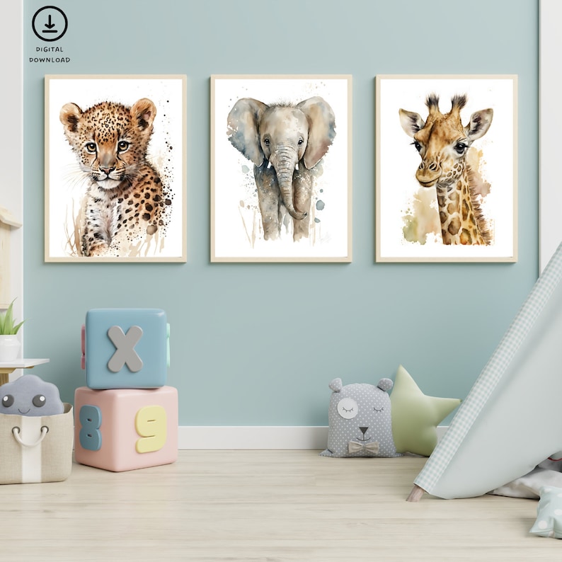 Safari Tier Poster Set Kinder 6x Kinderzimmer Poster Zum - Etsy