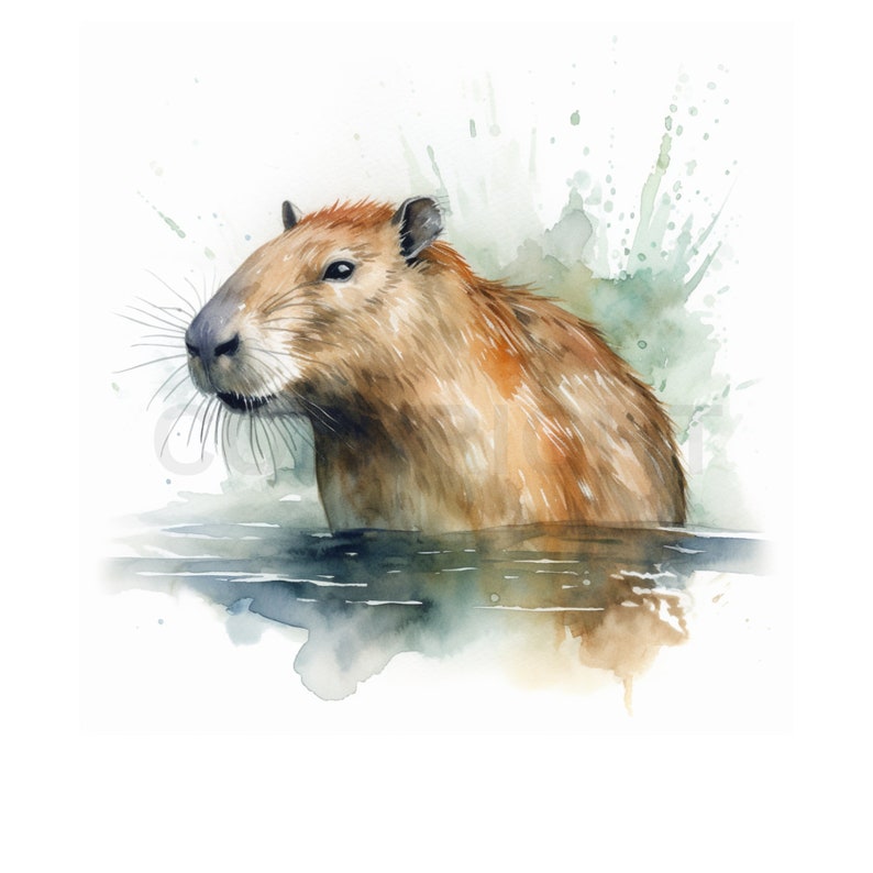 Capybara Clipart 8 Jpgs Capybara Clip Art Watercolor Digital Download ...