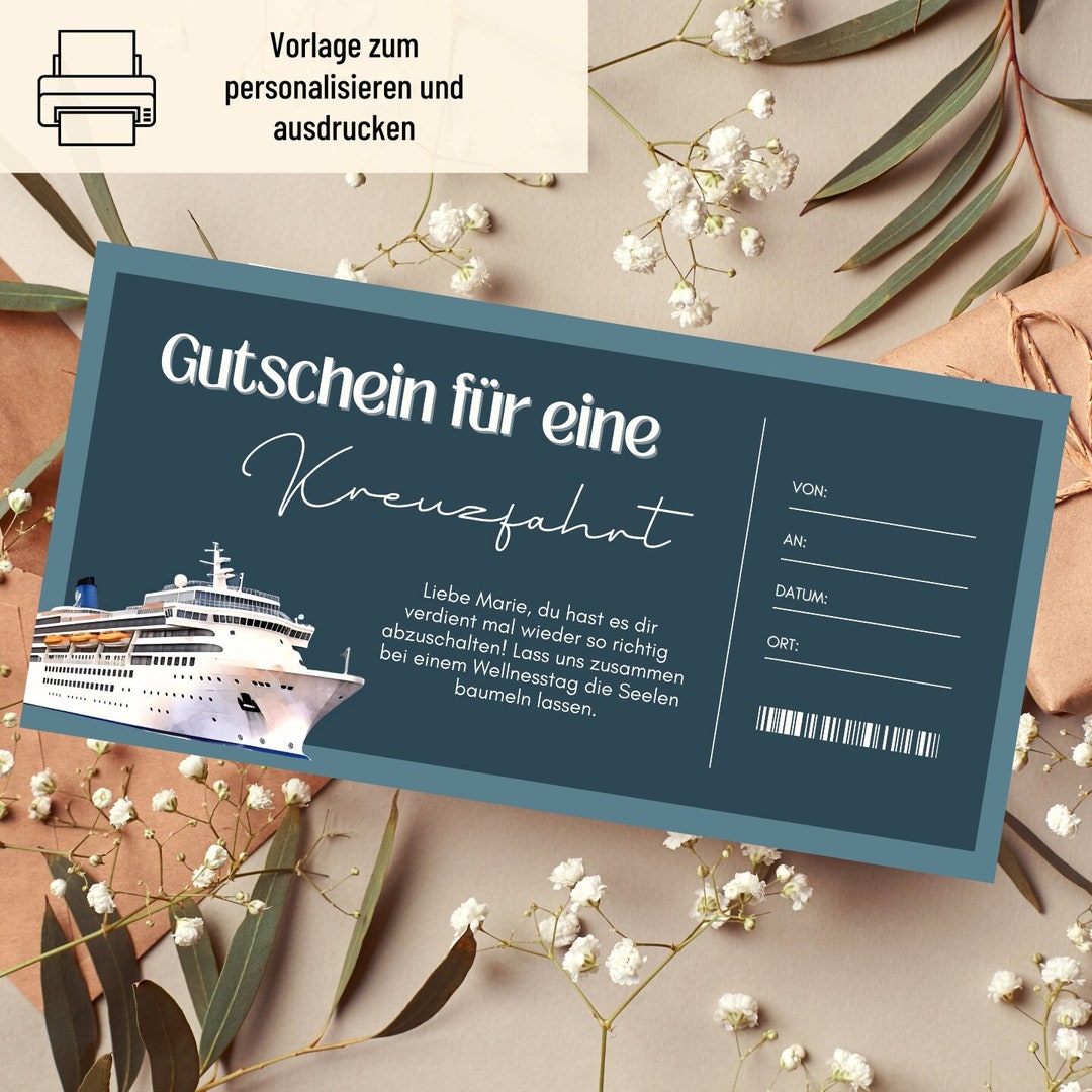 Voucher Cruise Template | Voucher Trip to Print Out | Voucher Excursion ...