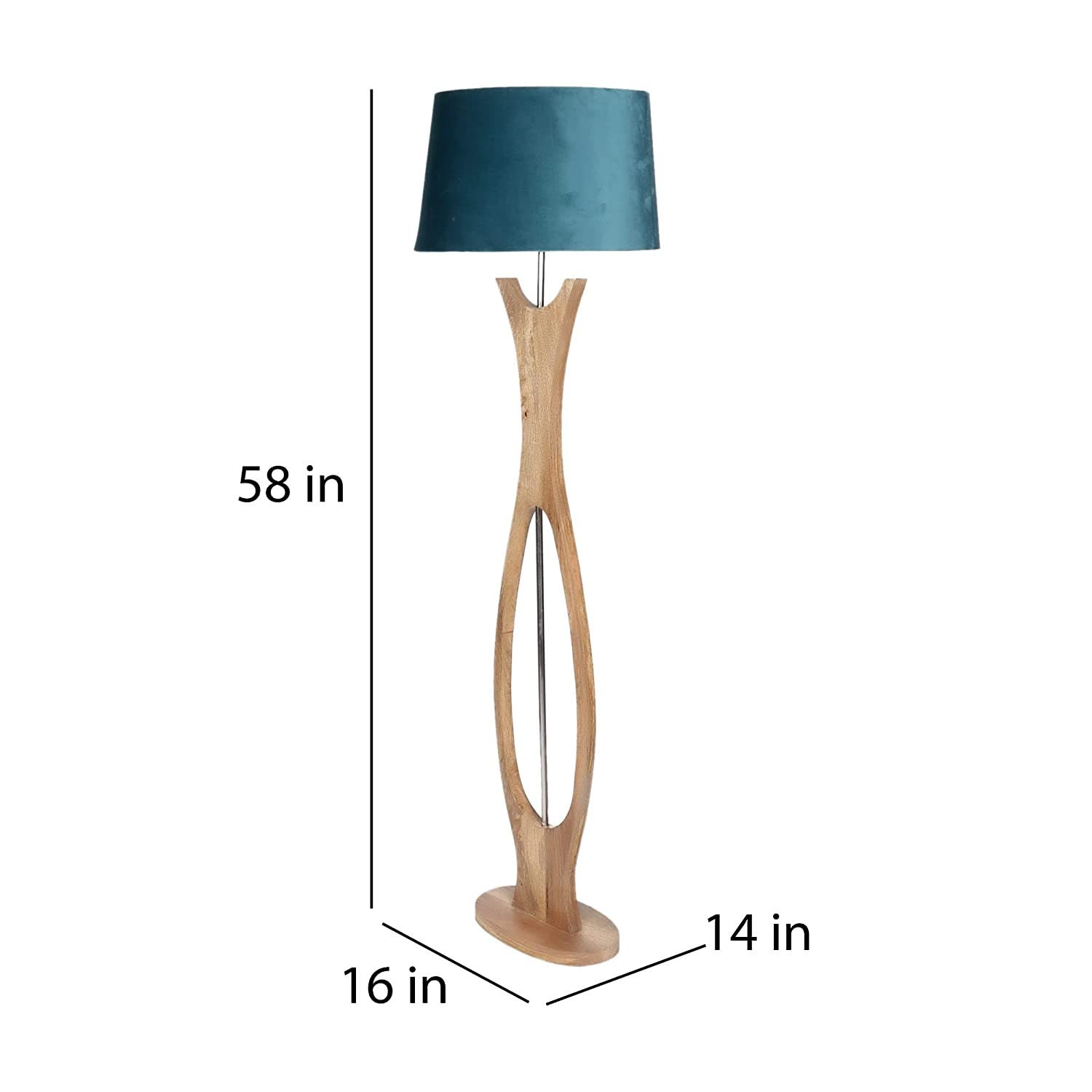 Mango Wood Floor Lamp Grey Velvet Shade Floor Lamp With - Etsy