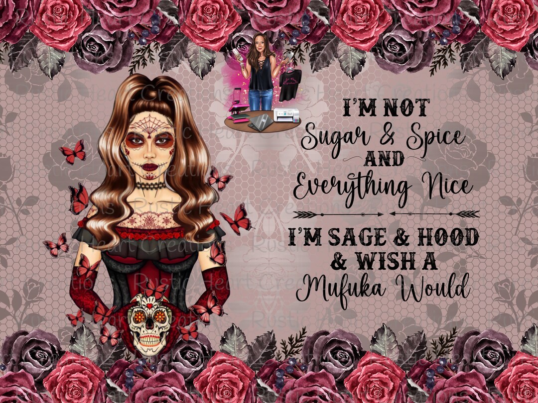 Sugar Skull, Sugar and Spice, Skulls, Rose, Tumbler, Png, Sublimation ...