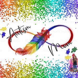 Autism Mom, Feather, Infinity, Rainbow, Sublimation, Png, Tumbler - Etsy